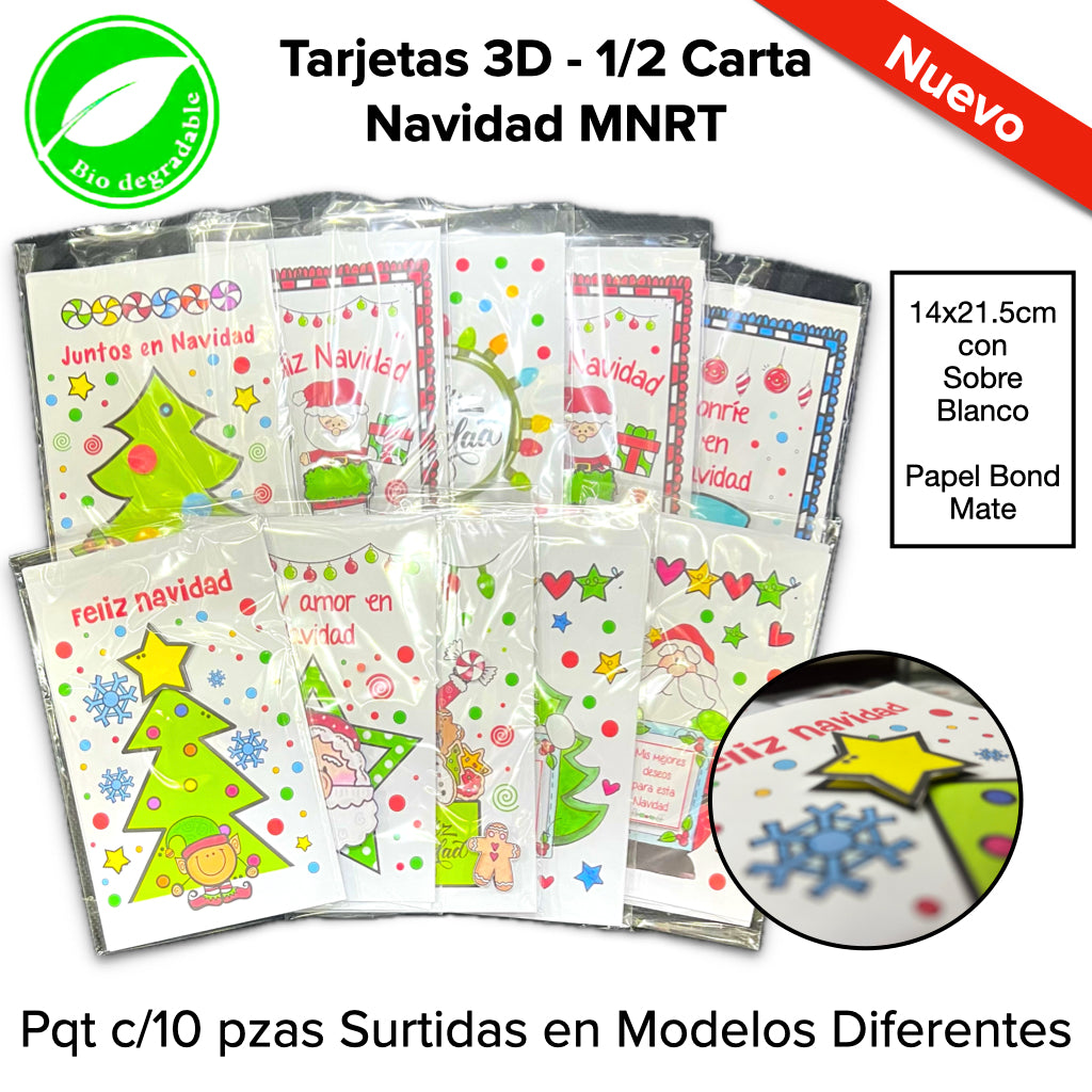 Tarjetas 3D - 1/2 Carta Navidad MNRT – BolsaDeRegalo.com